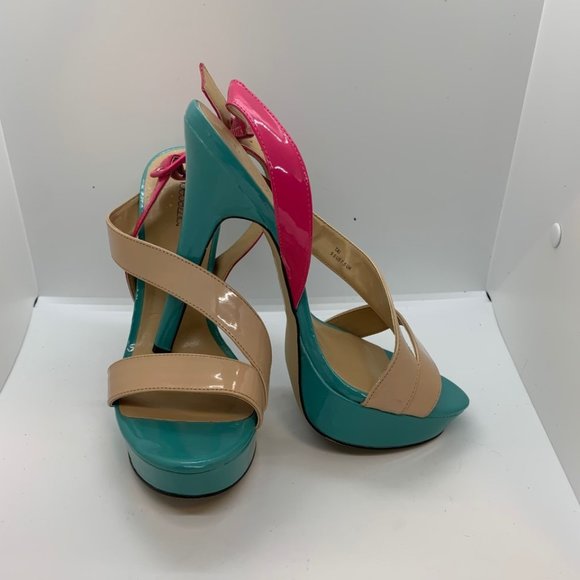 Shoe Dazzle | Shoes | Shoedazzle Multicolor Strappy Stiletto Sandals ...